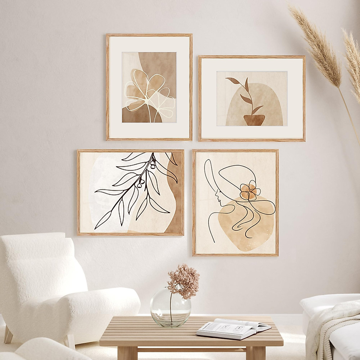 Fun Memories 16x20 Picture Frames Set of 3, Solid Oak Wood Picture Frame 16 by 20, 16x20 Frame with Mat for 11x14, 16 x 20 Frame with Tempered Glass, 16"x20" Poster Frame