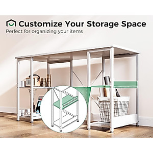 AODK 40 Inch Small Writing Desk with Power Outlets & USB Charging Port, Computer Desk for Small Spaces Home Office, Student Laptop PC Desks with Storage Shelves, Kids Desk, White