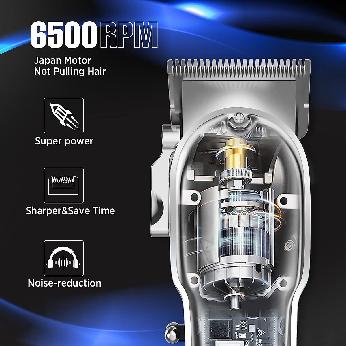 LURNOFY Hair Clippers for Men + T-Blade Trimmer Kit, Professional Edgers Barber Clippers Set Cordless Rechargeable Zero Gapped Beard Trimmer for Hair Cutting Grooming Kit with LED Display (Silver)