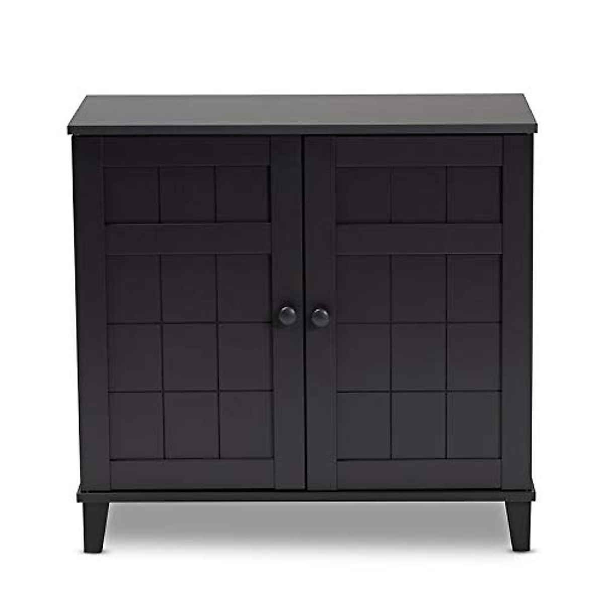 BOWERY HILL Contemporary 4-Shelf Wood Shoe Cabinet in Dark Gray
