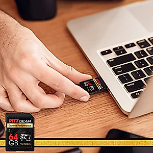 Ritz Gear SD Card SDXC UHS-I 64GB Extreme Performance High Speed 90/60 MB/S U3 A1 Class-10 V30 Memory Card for Camera + Memory-Card-Reader-and-Wallet