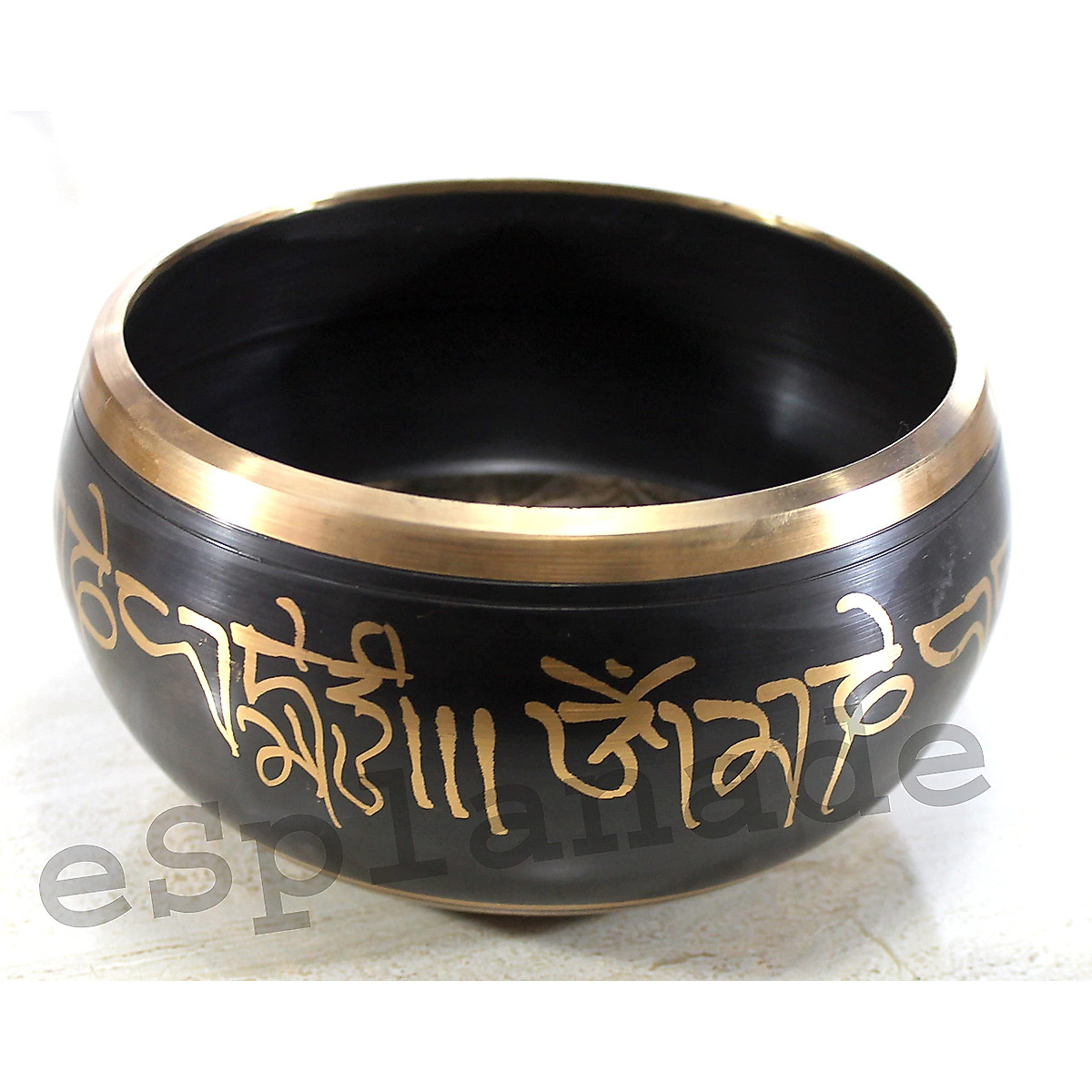 eSplanade - 6 inches - Singing Bowl Tibetan Buddhist Prayer Instrument With Striker Stick | OM Bell | OM Bowl | Meditation Bowl | Music Therapy (black)