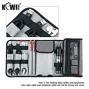 Travel Cable Organizer Pouch Electronic Carry Case Portable Power Bank, Charger, Cable, Pens Storage Bag for Cord, Charger, Phone, Earphone SD Cards