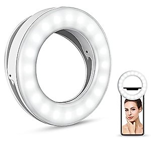 Selfie Ring Light, Rechargeable Selfie Fill Light with Retaining Clip On, Video Conference Light for Phone, Laptop, Zoom Meeting, Make up