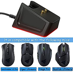 Charging Dock with 4.9Ft USB Charging Cable Fits for Razer Naga Pro/DeathAdder/Basilisk/Viper Ultimate Gaming Mouse,Magnetic Dock with Charge Status Indicator and Anti-Slip Sticker
