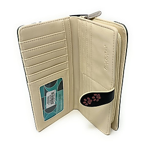 Shag Wear Puppy Dog Love Large Animal Wallet for Women and Teen Girls Vegan Faux Leather Beige 7"