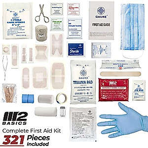 Complete 321 Piece Emergency First Aid Kit | Business & Home Medical Supplies | Wall Mountable Hard Case | Office, Car, Travel, School, Camping, Hunting, Sports