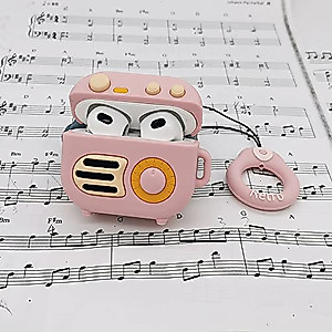 Compatible with AirPods 3 Gen Case Cover 2021, Retro Radio Design Kids Teens Boys Girls Women Cute Funny Cool Silicon Cartoon 3D Shell Gramophone Cover for AirPods Case 3rd Generation - Pink