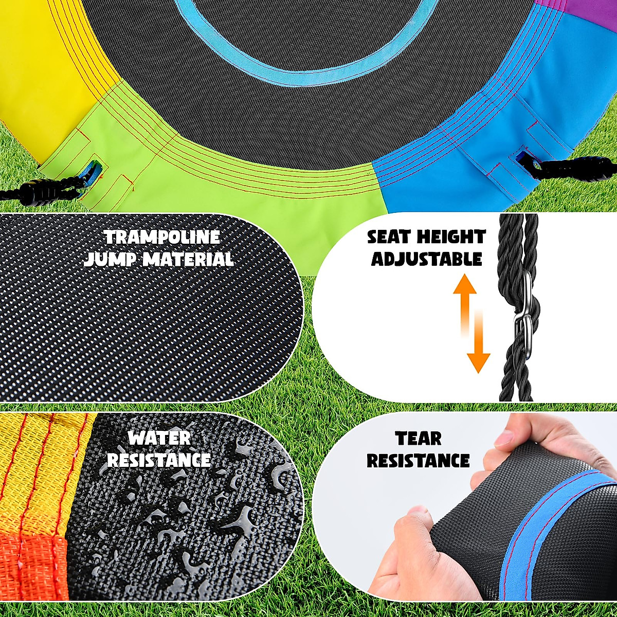 Hapfan 500lb Heavy Duty Swing Set for Backyard with Saucer Swing, 2 Belt Swings