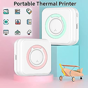 Cuifati Mini Printer Thermal Portable Wireless Bluetooth Label Wrong Question Printing 200dpi Phone Photo Printer (Pink)