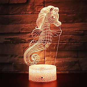 Hguangs Gift Ideas Bedside Lamp 16 Colors Desk Table Night Light for Sea Horse Kids Boy Girl Party Supplies Birthday Valentine's Day Kids Lover (Seahorse Shape)