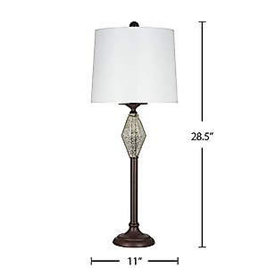 Amazon Brand – Ravenna Home Contemporary Metal Table Lamp with Mercury Glass Accent, LED Bulb Included, 28.5"H, Dark Bronze