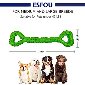 Extra Large Bone Dog Toy 13 Inch - with Convex Design Durable Dog Chew Toy Tug of War Stimulating Toy for Aggressive Chewers Medium and Large Dog Breeds Tooth Cleaning Training Interactive (Green)