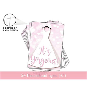 PureRejuva Wedding Dress Shopping Signs Paddles (25 pieces) - Say yes to the Dress Props – Ideal for Bridal Dress Shopping Fun with your Bridesmaids