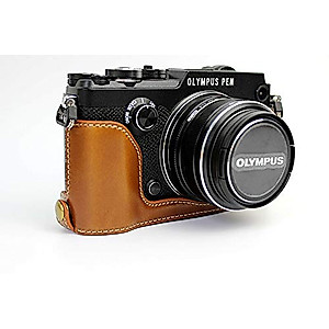 PU Leather Half Body Camera Cover Bag bottom Case For Olympus Pen-F camera ( Pen F)