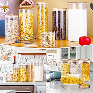 HomArtist Glass Jars with Bamboo Lids 180oz X2 & 96oz X2 & 79oz X3 & 53oz X4 [Set of 11], Glass Canisters with Airtight Lids, Glass Food Storage Containers