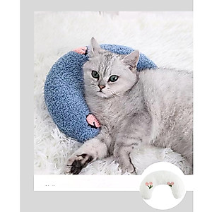 Cat Lovely Cozy Pillow,Soft Fluffy Cat Calming Pillow Pet Sleeping Companion,Little Cat Neck Pillow Cozy Cat Pillow Puppy Pillow Calming Toy for Small Dogs and Cats (Blue-1)