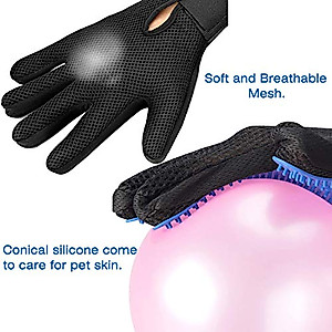 Closeep Dog Grooming Glove 1 Pair Pet Deshedding Brush Gloves Cat Hair Remover Mitt for Pet Massage Long or Short Fur Bathing