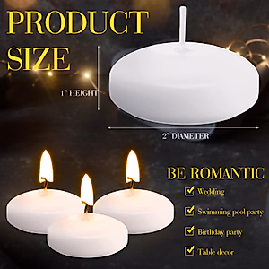 48 Pack 2 inch Floating Candles 3-4 Hours Long Burning Unscented White Floating Candles for Cylinder Vases Valentine's Day, Party Wedding Centerpieces Pool Holiday Romantic Night Decorations