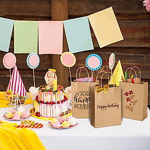 GITMIWS 30 Pack Small Brown Kraft Paper Bags, 6''x3.15''x8.25'' Small Craft Paper Bags with Handles Bulk, Grocery Retail Paper Bags for Small Business, Party Favors Take Out Sacks