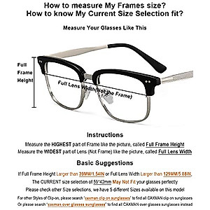 CAXMAN Polarized Clip-on Flip Up Metal Clip Rimless Sunglasses, Lightweight, Black Lens 59 * 42mm