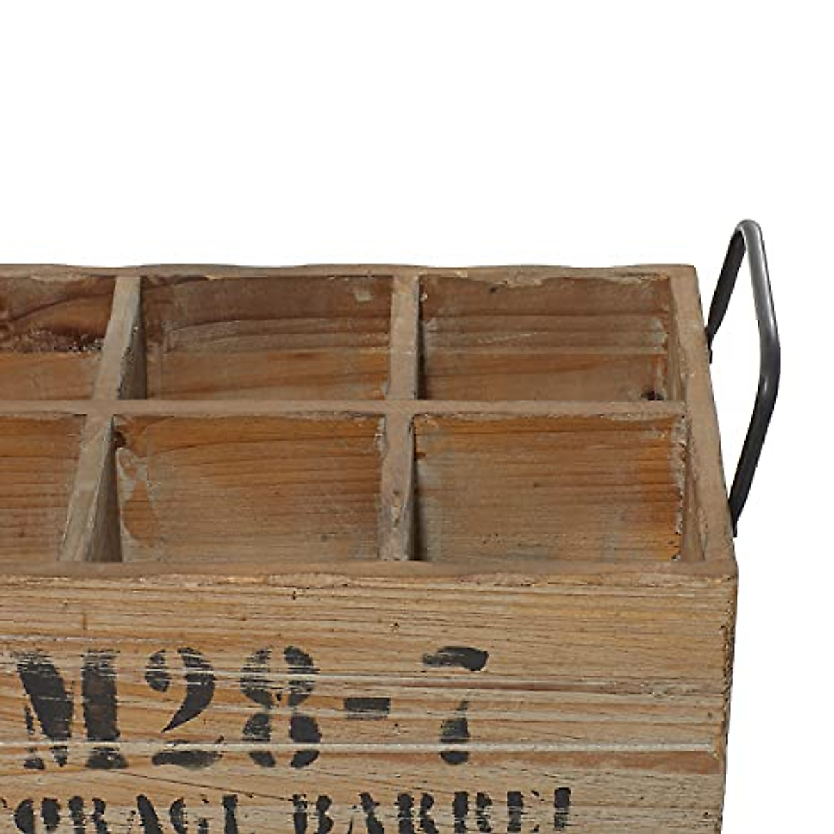 Deco 79 Wood 6 Bottle Wine Holder with Handles, 16" x 9" x 8", Brown