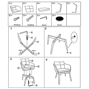 CangLong Faux Leather Side Upholstered Arm Dinging Chair with Wood Legs Set of 1,Light Brown
