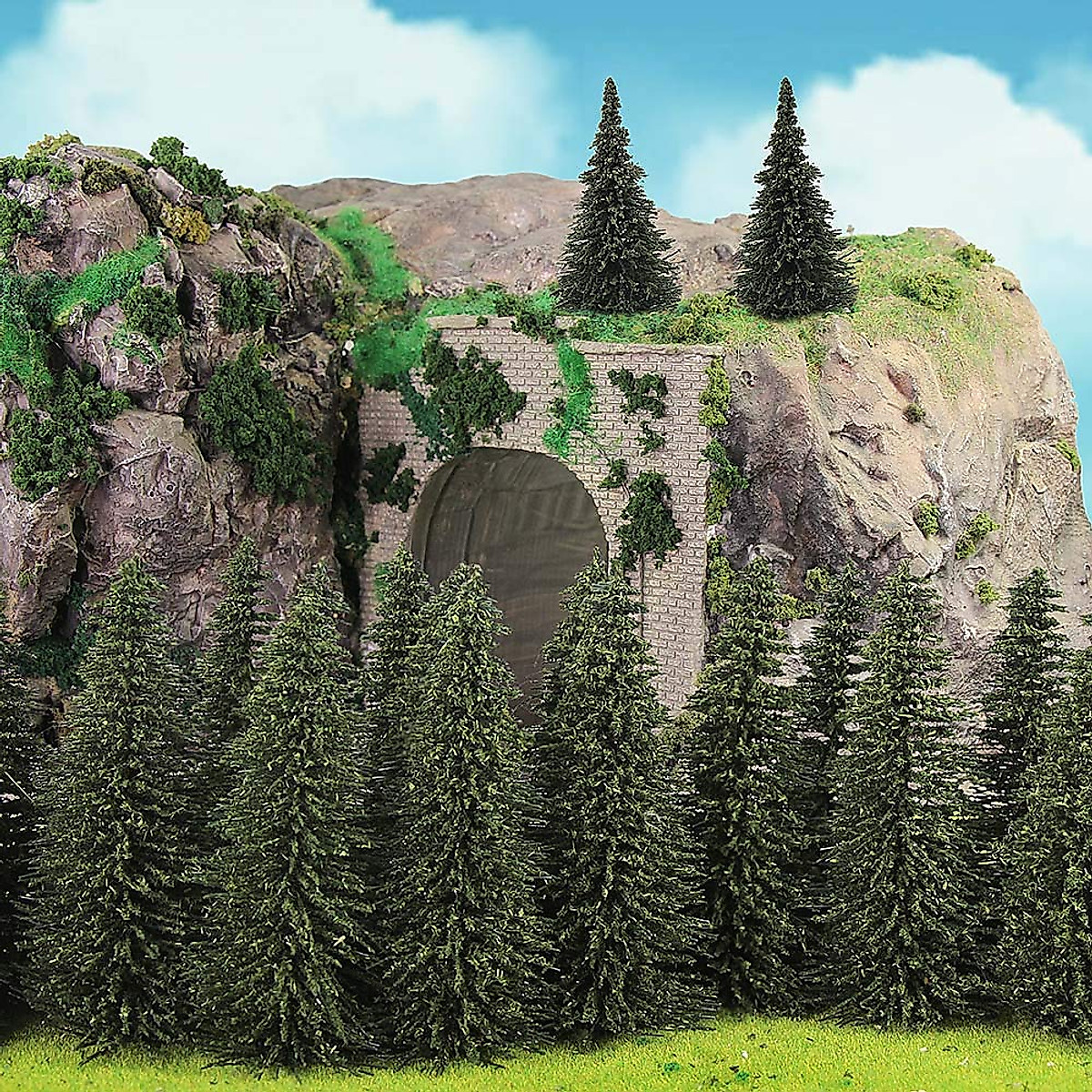 S0806 40PCS Dark Green Pine Model Cedar Trees 2.72 inch (69mm) for Model Railroad Scenery Landscape Layout HO Scale New (2.7Inch)