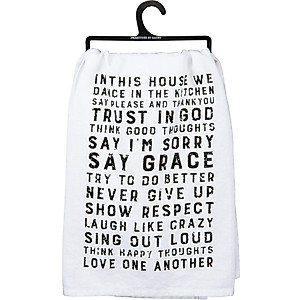 Primitives by Kathy Farmhouse Dish Towel, 28 in x 28 in, White and Black