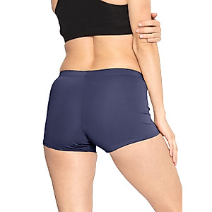 STRETCH IS COMFORT Women's Nylon Booty Shorts Navy Blue Medium