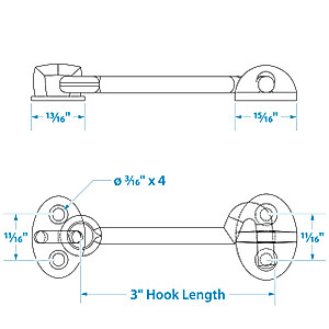 Seachoice Chrome-Plated Cast Brass 3 in. Marine Cabin Door Hook w/ #6 Fastener