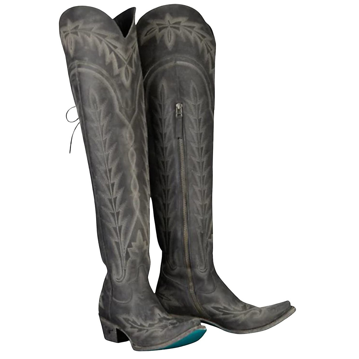 Lane Women's Lexington Leather Tall Western Boot Snip Toe Jet Black 7 M US