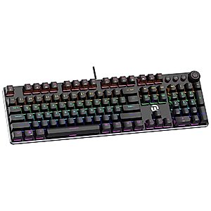 NINGMEI GK32 Mechanical Gaming Keyboard, USB Wired Programmable Keyboard Customizable Backlit RGB LED, 108 Keys Programmable Macro Functionality Anti-ghosting Mechanical Cushioned for PC MacBook pro