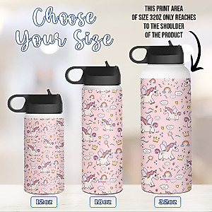 winorax Personalized Unicorn Water Bottle For Kids Girls Teen Magical Unicorns Stainless Steel Insulated Sports Bottles 12oz 18oz 32oz Birthday Christmas Back To School Gifts Custom Travel Cup