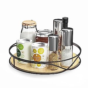 VITABONA 10 Inch Lazy Susan Turntable for Cabinet, Bamboo Lazy Susan for Table, Wooden Lazy Susan for Countertop, Bathroom Lazy Susan Organizer, Small Lazy Susan for Spices(Durable/Sturdy/Waterproof)