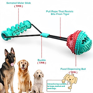 Interactive Dog Toys Tug of War,TPR Dog Chew Toys,Mentally Stimulating Toys for Dogs,Puppy Teething Toys for Boredom,Dog Puzzle Treat Food Dispensing Ball Toy for Small Medium Large Dog