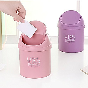 litymitzromq Durable Household Kitchen Trash Can,Creative Desktop Mini Trash Can Covered Kitchen Living Room Desk Trash Box Blue