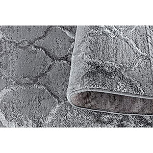 Glory Rugs Modern Abstract Trellis Area Rug 8x10 Gray Silver Large Rugs for Home Office Bedroom and Living Room