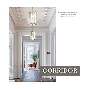 Cargifak Crystal Pendant Light, Mini Chandelier with Gold Finish, Modern Hanging Light Fixture for Kitchen Dinning Room Bedroom, CKPL5510-1P-CG-B