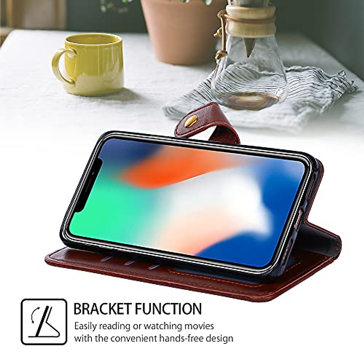 Fansipro Zipper Wallet Folio Case for Oppo Reno 2, Premium PU Leather Slim Fit Cover for Reno 2, 3 Card Slots, 1 Transparent Photo Frame Slot, Well Design, Brown