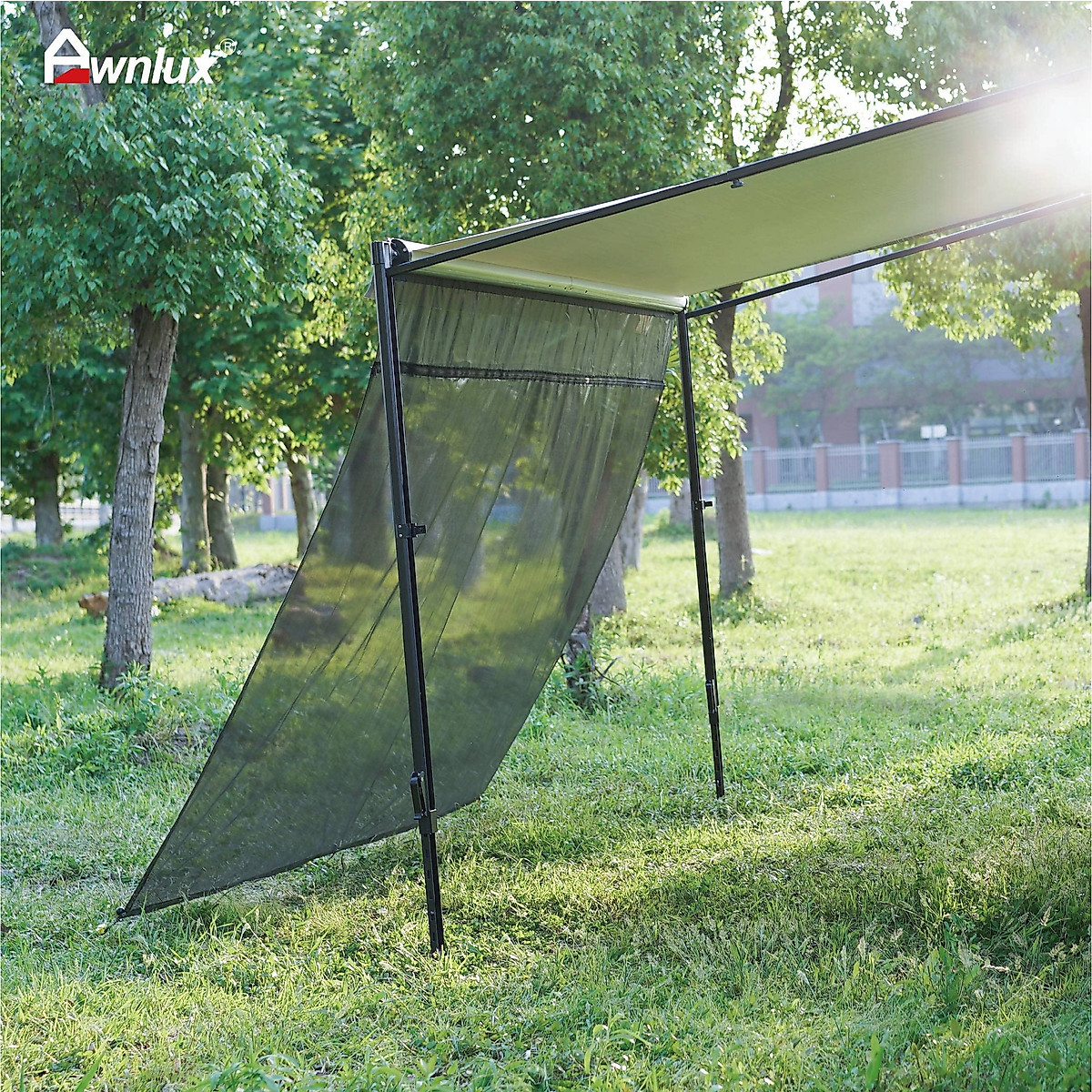 AWNLUX RV Awning Sun Shade Screen with Zipper, 8' X 19' 3'' Black Tentproinc Mesh Sunshade Camper Trailer Awning Shade Screen UV Blocker Completed Kits