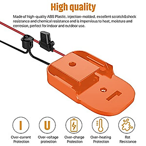 Power Wheel Adapter with Fuse & Switch, Secure Battery Adapter for Ridgid AEG 18V Hyper Lithium Battery, with 12 Gauge Wire,Good Power Convertor for DIY Ride On Truck,Robotics,RC Toys and Work Lights