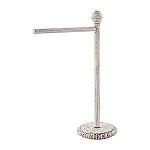 Mud Pie White Wood Beaded Towel Holder, 16.5" x 9"