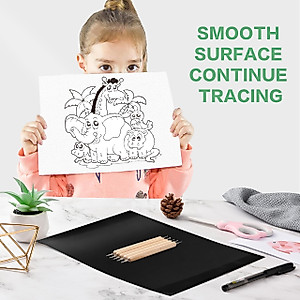 200 Sheets Carbon Paper Graphite Paper Black Carbon Transfer (8.5 x 11.5 inch) Tracing Papers with 5 PCS Embossing Styluses Dotting Tools for Wood Paper Canvas Craft