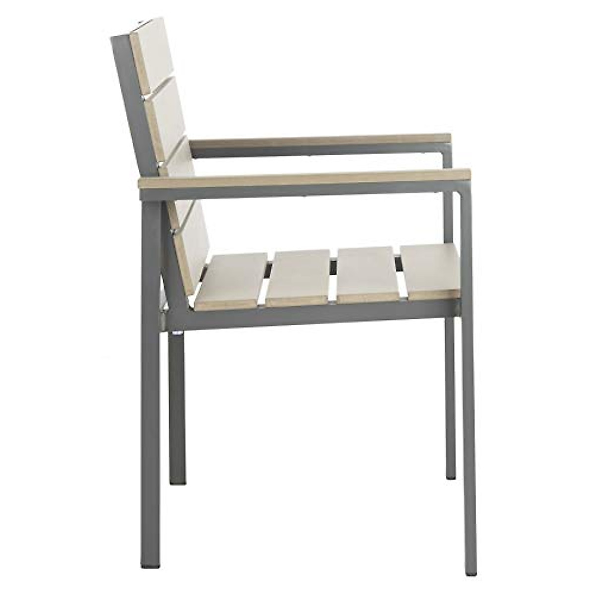 SAFAVIEH Outdoor Collection Beldan Distressed Taupe Stackable Chair (Set of 2)