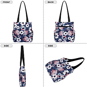 HUA ANGEL Floral Tote Bag - Casual Shoulder Bag Daily Tote Bag with Zipper Gym Travel Shopping Work Handbag for Women