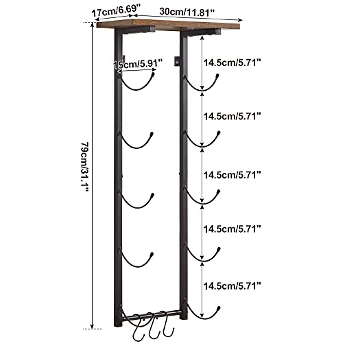 IBUYKE Industrial Towel Rack Wall Mounted, Metal Rack Towel Shelf,Towel Holder, Towel Storage for Bathroom Organizer Decor Rustic Brown TTR002H