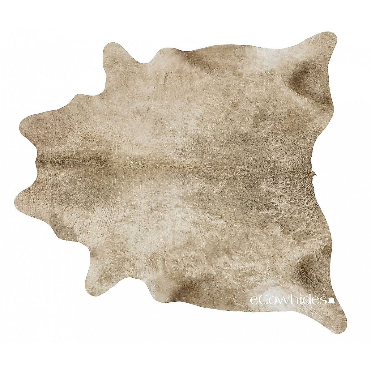ecowhides Champagne Brazilian Cowhide Area Rug, Cowskin Leather Hide for Home Living Room (XXL) 8 x 7 ft