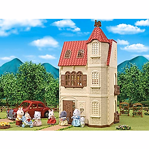 Calico Critters Red Roof Tower Home, 3 Story Dollhouse Playset with Figure, Furniture and Accessories