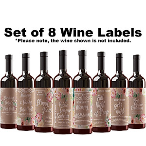 8 Mommy's First Milestone Wine Bottle Labels Stickers, Funny Mom's First Moments Having New Baby Girl or Boy, Great Gift Ideas For Mom To Be, 1st Date Night With Dad (WINE NOT INCLUDED)